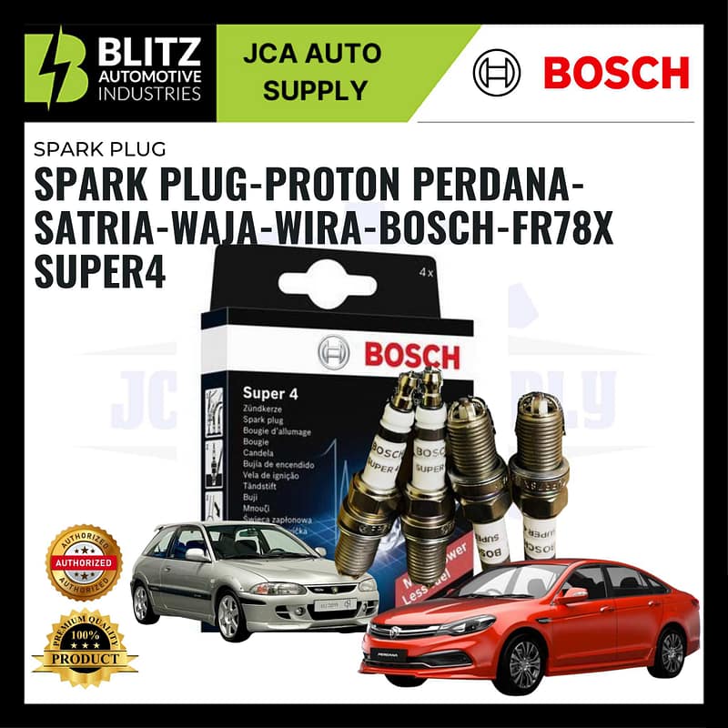 Spark Plug-Proton Perdana-Satria-Waja-Wira-Bosch-FR78X Super4 ...