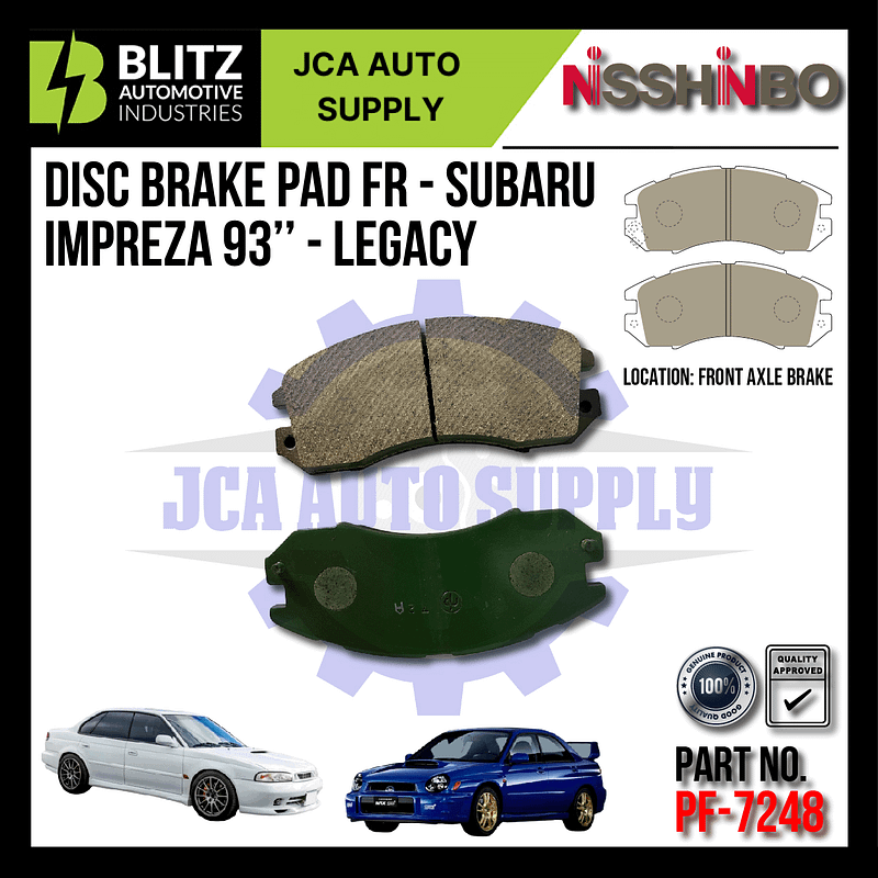 NISSHINBO - FRONT DISC BRAKE PAD (4PCS) - PF-7248 - SUBARU - IMPREZA ...
