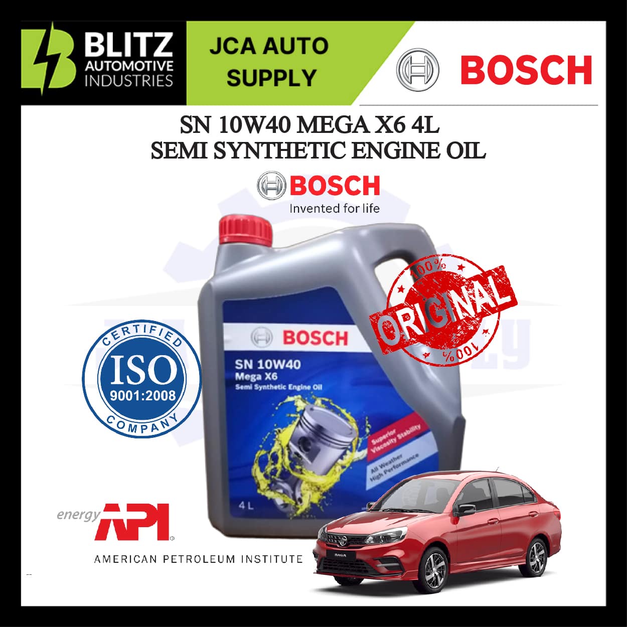 BOSCH SEMI SYNTHETIC ENGINE OIL SN 10W40 MEGA X6 - 1987 L24 063 - Blitzcarbon.com