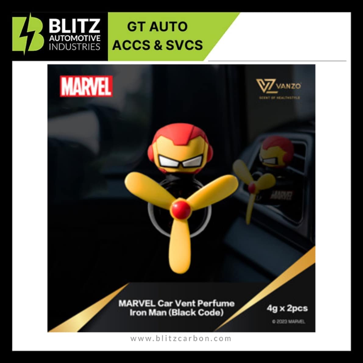 VANZO Marvel Series Car Vent Perfume 4g x 2 (Iron Man) - Blitzcarbon.com