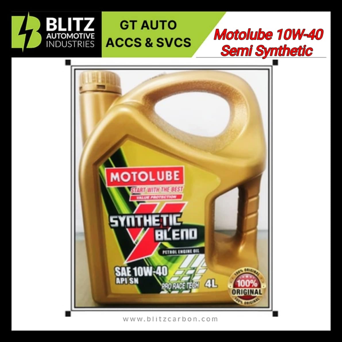 MOTOLUBE SEMI SYNTHETIC SAE 10W-40 Engine Oil Minyak Hitam Pelincir Injin Wira Waja GEN2 Persona ...